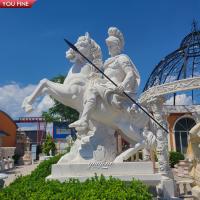 China Hand Carved Natural Stone Life Size Warrior Sculpture Roman Soldier Marble Male Statue for sale