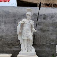 China Hand Carved Natural Stone Life Size Warrior Sculpture Roman Soldier Marble Male Statue for sale