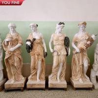 China Garden Decor Four Seasons Goddess Marble Stone Life Size Wonder Woman Statue for sale