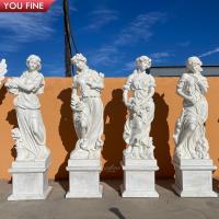 China Garden Decor Four Seasons Goddess Marble Stone Life Size Wonder Woman Statue for sale