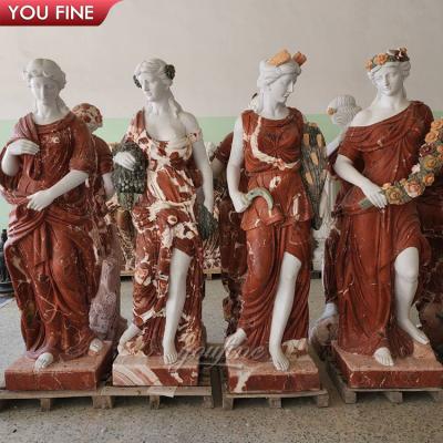 China Garden Hand Carved Multicolour Life Size Natural Marble Four Season Greek Goddess Statue for sale
