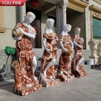 China Garden Hand Carved Multicolour Life Size Natural Marble Four Season Greek Goddess Statue for sale