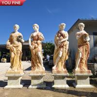 China Garden Hand Carved Multicolour Life Size Natural Marble Four Season Greek Goddess Statue for sale