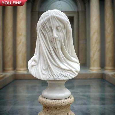 China Custom Marble Veiled Lady Bust Statues for sale