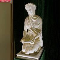 China Classic Hand Carved Life Size Marble Veiled Lady Statue for sale
