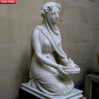 China Classic Hand Carved Life Size Marble Veiled Lady Statue for sale