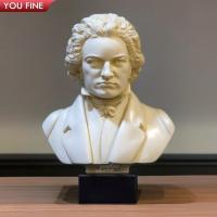 China Hand Carved Decorative Natural White Marble Stone Beethoven Bust Sculpture for sale