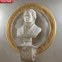 China Hand Carved Decorative Natural White Marble Stone Beethoven Bust Sculpture for sale