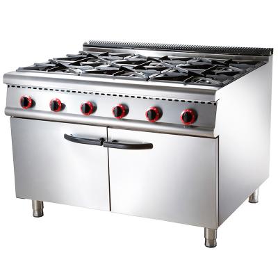 China Commercial Kitchen Gas Range with 4/6 Burners and Cabinet in LPG2800-3700Pa for sale