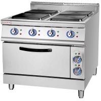 China 380V-415V Voltage Electric Commercial Cooking Range with Square Hot Plate and Oven for sale