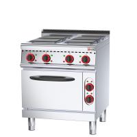 China Powerful 4 Burner Commercial Cooking Gas Stove with Warmer Drawer and Manual Control for sale