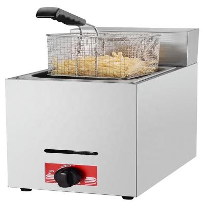 China Stainless Steel 201/304 LPG Gas Deep French Fries Fryer for Commercial Kitchen for sale