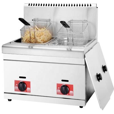 China 550x470x515 mm Commercial Chips 2-basket Gas Deep Fryer for Packaging Size for sale