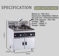 China Electric Restaurant Deep Fryer 28L*2 2 Tank 4 Basket Overheat Protection 800x805x1100 for sale