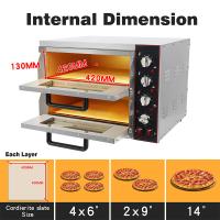 China 2 Deck Stainless Steel Counter Top Electric Pizza Snack Oven with Independent Chambers for sale