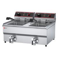 China Double Tanks Electric Deep Fryer with Oil Valve and 60-200 Degree Temperature Range for sale