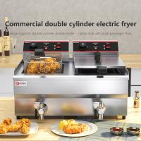 China Double Tanks Electric Deep Fryer with Oil Valve and 60-200 Degree Temperature Range for sale