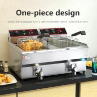 China Double Tanks Electric Deep Fryer with Oil Valve and 60-200 Degree Temperature Range for sale