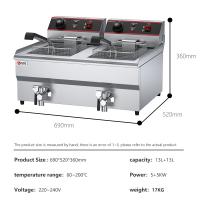 China Double Tanks Electric Deep Fryer with Oil Valve and 60-200 Degree Temperature Range for sale