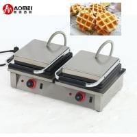 China 4KW Commercial Double Square Belgian Waffle Maker with Interchangeable Sandwich Plates for sale