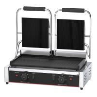 China 565x370x190mm Electric Contact Grill Hot BBQ Plate With All Grooved Double Plate Panini Grill for sale