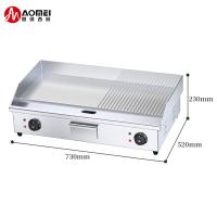 China Silver Stainless Steel Electric Half-Grooved Griddle for Temperature Range of 50-300°C for sale