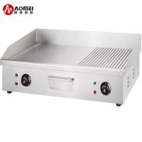 China Silver Stainless Steel Electric Half-Grooved Griddle for Temperature Range of 50-300°C for sale