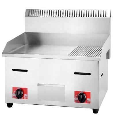 China 11.5kW Protective Case Stainless Steel Gas Burger Griddle with 1/3 Grooved Countertop for sale