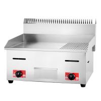 China 11.5kW Protective Case Stainless Steel Gas Burger Griddle with 1/3 Grooved Countertop for sale