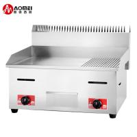 China 11.5kW Protective Case Stainless Steel Gas Burger Griddle with 1/3 Grooved Countertop for sale
