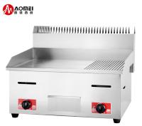 China 11.5kW Protective Case Stainless Steel Gas Burger Griddle with 1/3 Grooved Countertop for sale