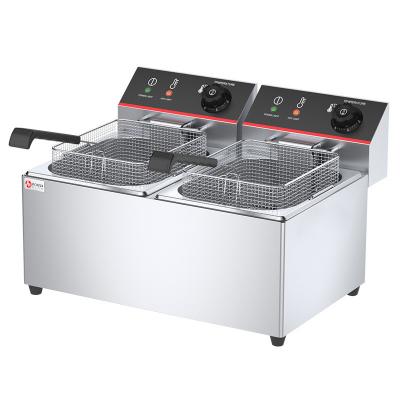 China Restaurant 11L 11L Industrial Double Electric Deep Fryers with Heating Protection Function for sale