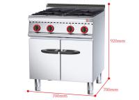 China Commercial Kitchen Stainless Steel 4 Burners Range with Cabinet and OEM ODM Services for sale