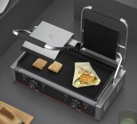 China 3600W Commercial Table Top Contact Grill Sandwich Press Panini Grill in Black Silver for sale
