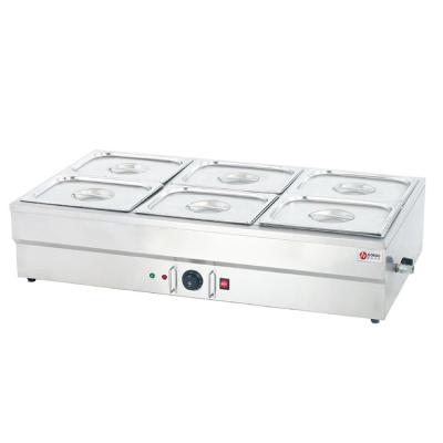 China Commercial Catering Equipment Stainless Steel 6 Pan Electric Buffet Soup Food Warmer for sale