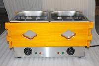 China Rust Resistant Stainless Steel Oden Cooking Stove 2 Tanks 18 Grids Wooden Surrounding for sale