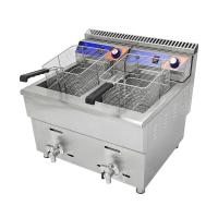 China Stainless Steel Gas Fries Frying Machine Double Tank Commercial Table Top Deep Fryer for sale
