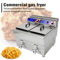 China Stainless Steel Gas Fries Frying Machine Double Tank Commercial Table Top Deep Fryer for sale
