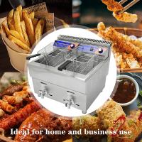 China Stainless Steel Gas Fries Frying Machine Double Tank Commercial Table Top Deep Fryer for sale