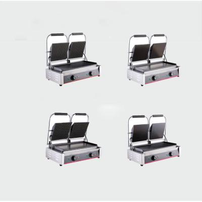 China Hotel Kitchen Stainless Steel Grill Door Design Multi-Cooker Double-Sided Contact Grill 220V for sale