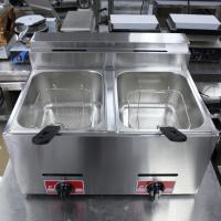 China Stainless Steel 2-Tank 2-Baskets LPG Deep Fryer for Commercial Gas Frying 12L Capacity for sale
