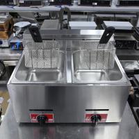 China Stainless Steel 2-Tank 2-Baskets LPG Deep Fryer for Commercial Gas Frying 12L Capacity for sale