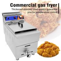 China Food Beverage Shops Stainless Steel Gas Deep Fryer with Oil Valve and Long Service Life for sale
