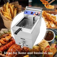 China Food Beverage Shops Stainless Steel Gas Deep Fryer with Oil Valve and Long Service Life for sale