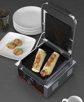 China Commercial Electric Grilled Sandwich Panini Maker with Upper Grill Size 215*215mm for sale