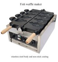 China Make Perfect Snacks with Our Commercial Non-stick 4pcs Ice Open Mouth Fish Waffle Maker for sale
