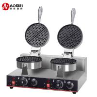 China Temperature Controlled Waffle Making Machine Double Head Stainless Steel Waffle Makers for sale