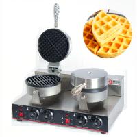 China Temperature Controlled Waffle Making Machine Double Head Stainless Steel Waffle Makers for sale