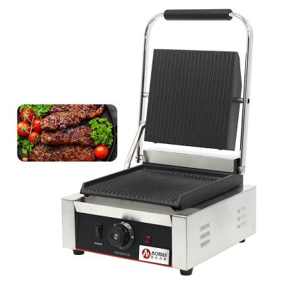 China Electric Contact Panini Grill Press Grill with Full Grooves and Anti-Scalding Handles for sale