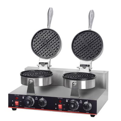 China Commercial 2 Plates Electric Non-stick Waffle Maker with Anti-scald Handle and 220V for sale